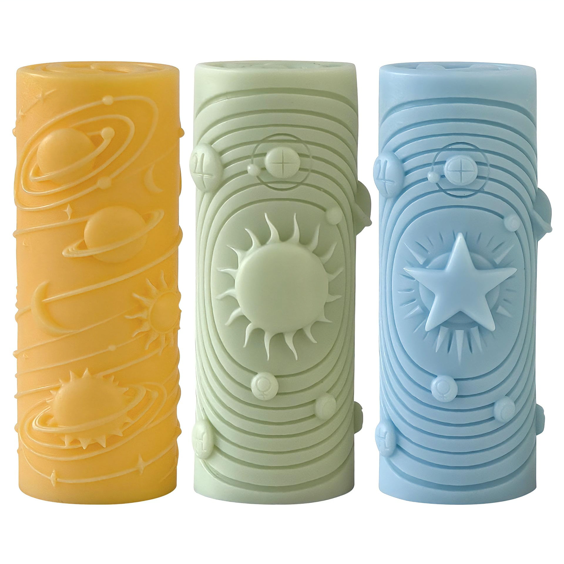 3PCS Silicone Mold Sun Star Constellation Relief Cylinder Candle ...
