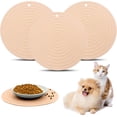 3PCS Silicone Pet Food Mat, 9.5" Round Waterproof Non-Slip Dog Cat Bowl ...
