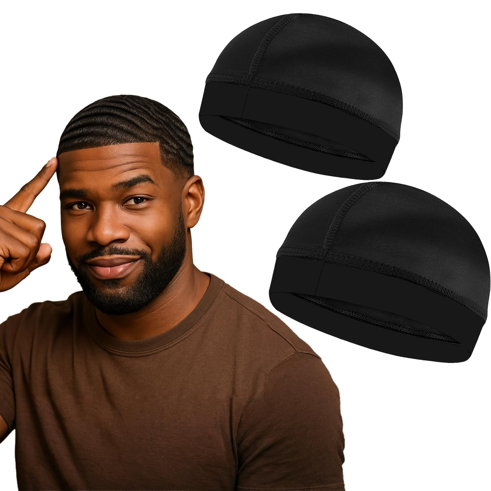 3PCS Silky Durag Pack for Men Waves, Satin Doo Rag for 360 540 725 ...