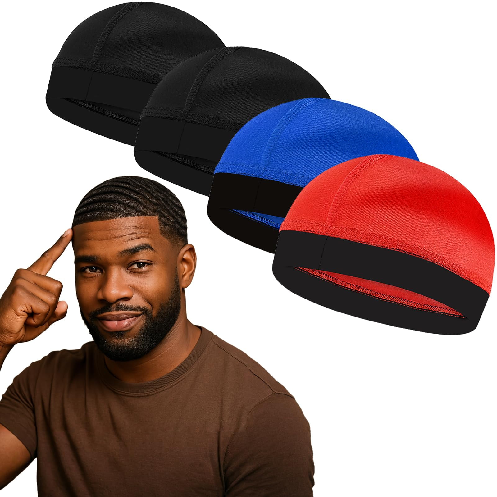 3PCS Silky Durag Pack for Men Waves, Satin Doo Rag for 360 540 725 ...