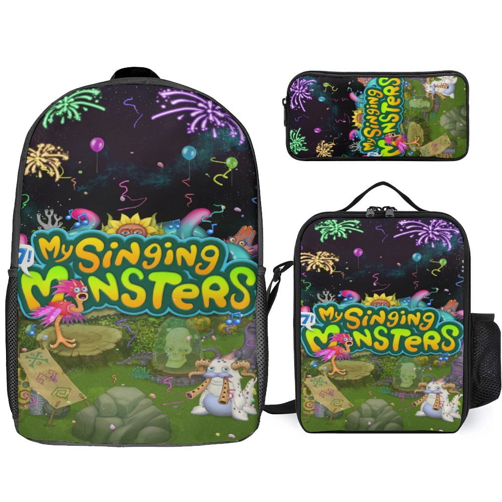 3PCS Singing Monste Backpack Set with Lunch Box - Large Capacity Bag ...