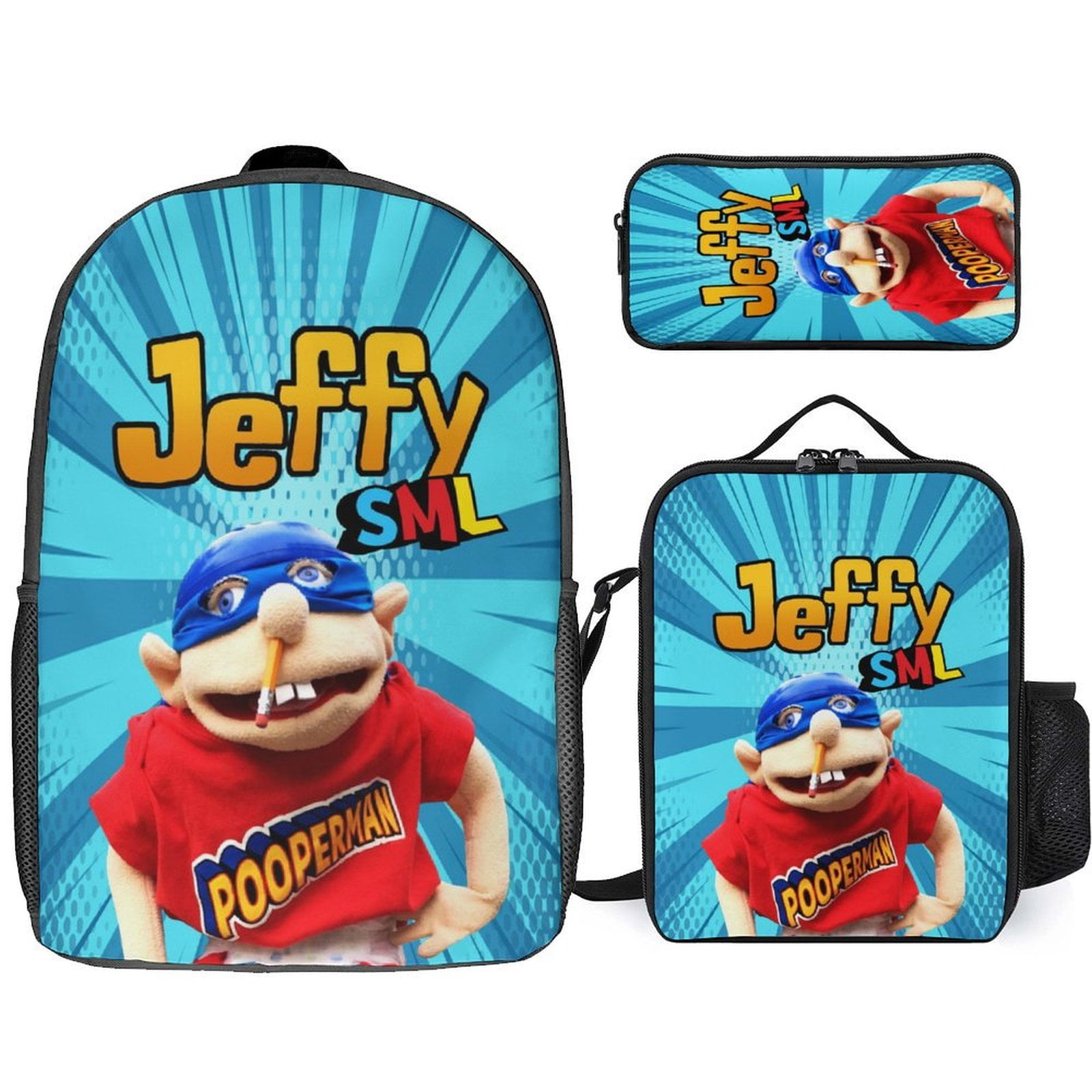 3PCS Sml Cartoon Jef-,fy Backpack Set Large Capacity Bookpacks With ...