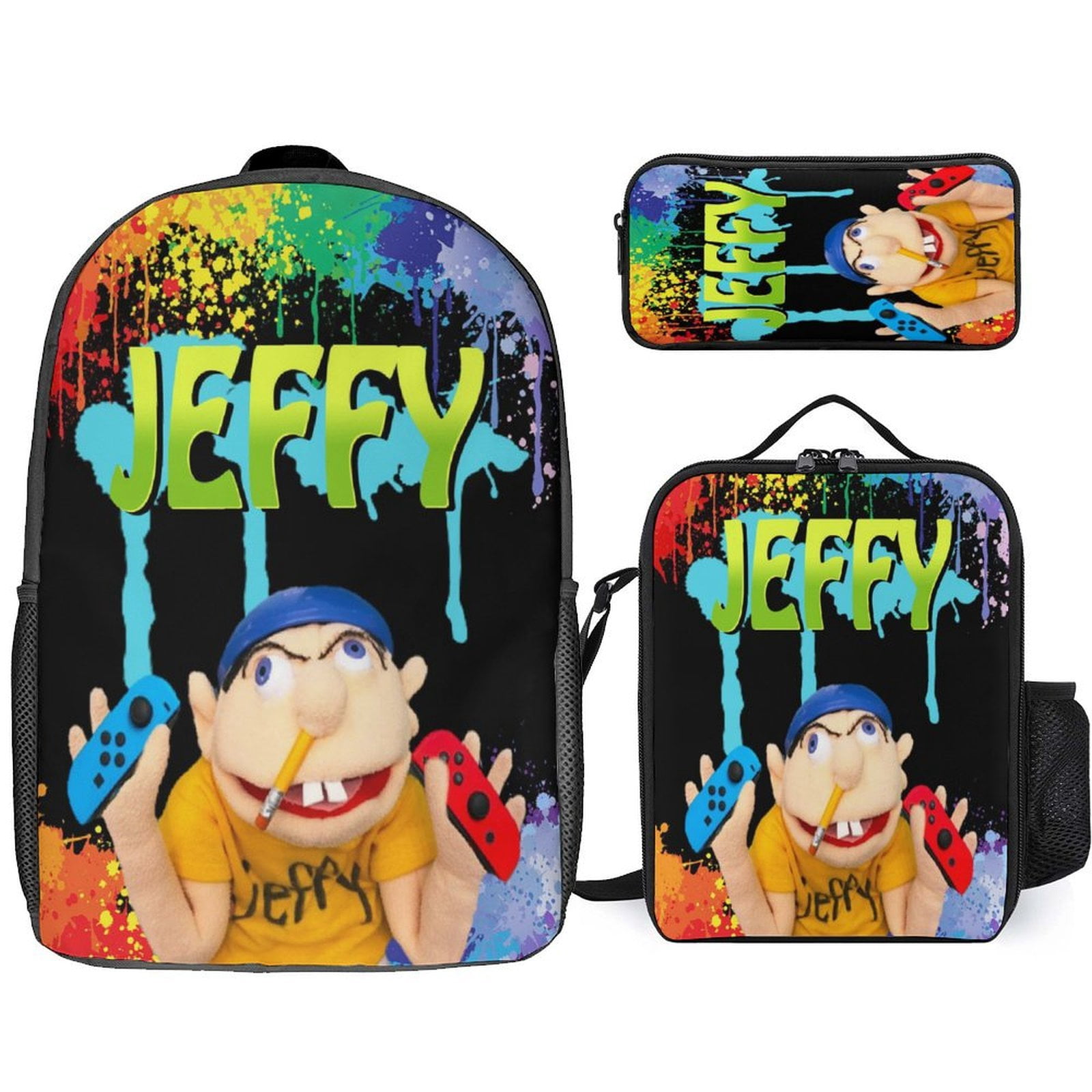 3PCS Sml Cartoon Jef-,fy Backpack Set Large Capacity Bookpacks With ...
