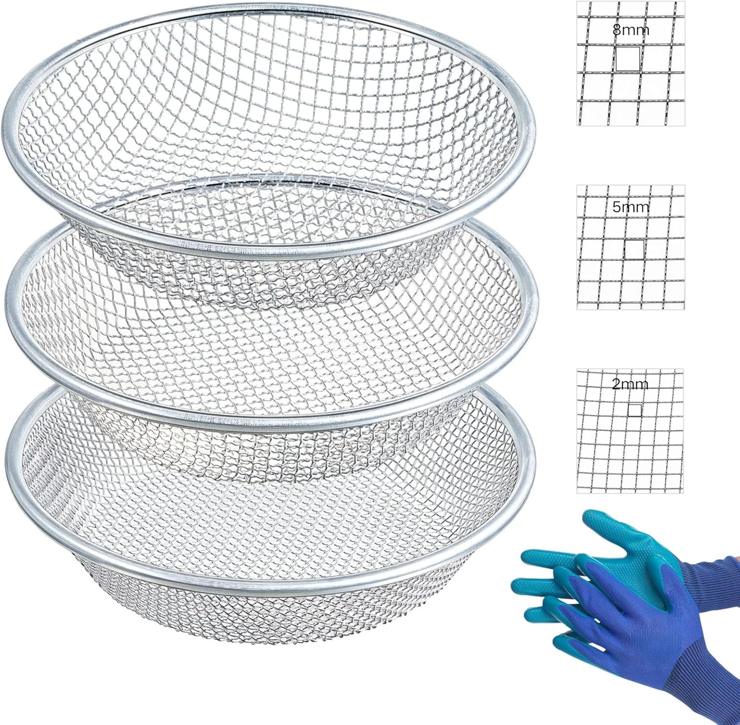 3PCS Soil Sifter for Gardening, Rock Sifter for 5gallon Bucket, Dirt ...