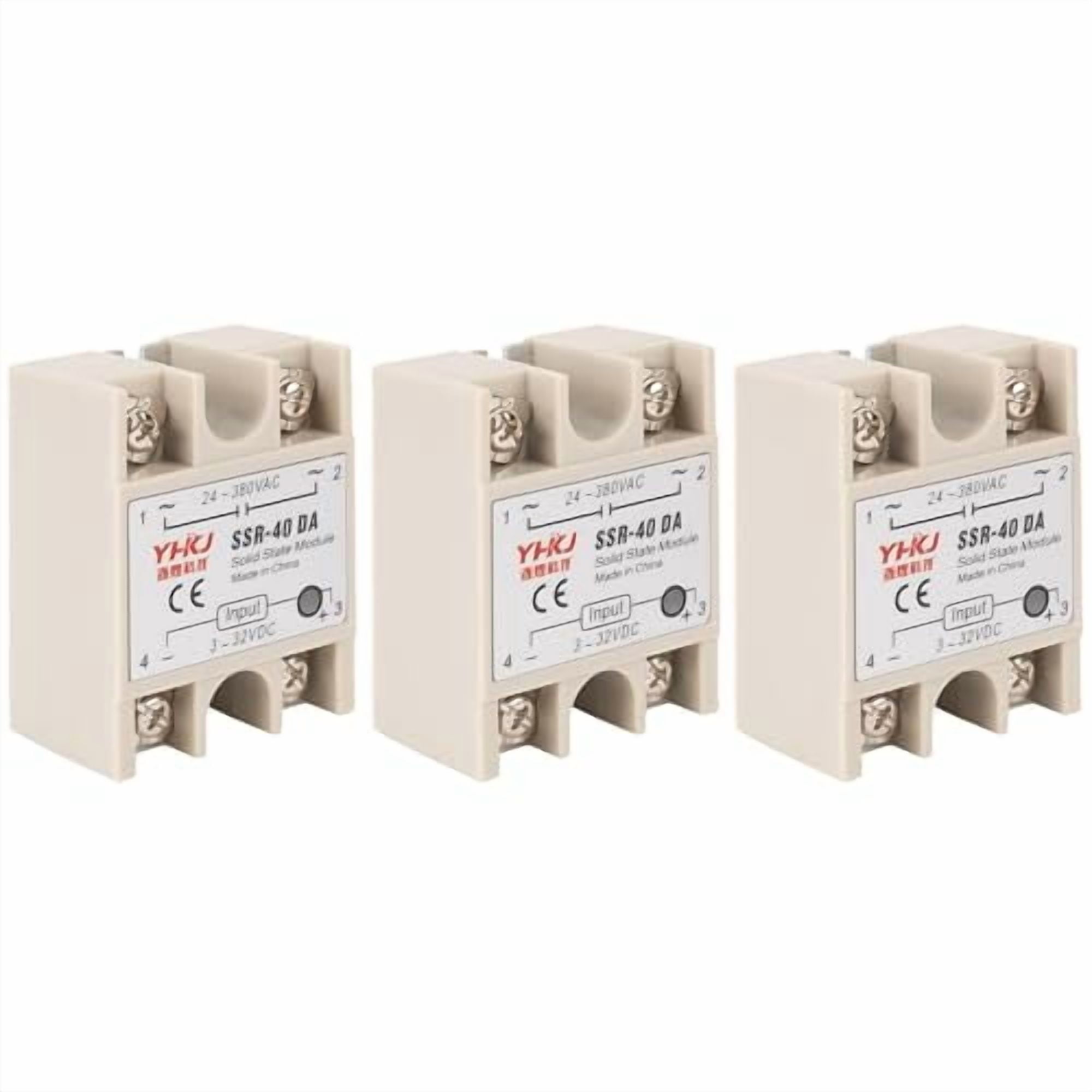 3PCS Solid State Relay SSR-40DA DC to AC Input 3-32VDC Output 24-380VAC ...