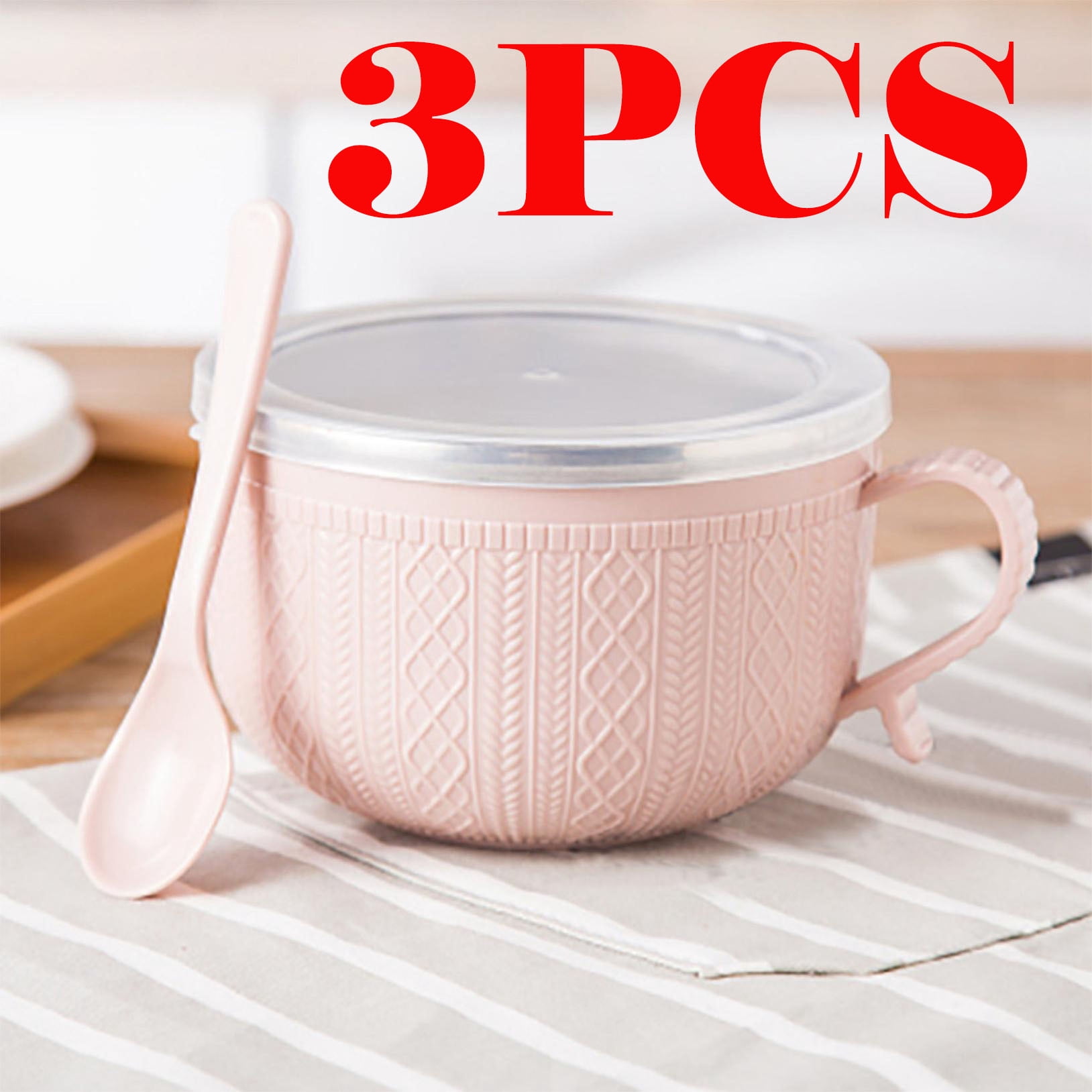 3PCS Soup Bowl with Handles,Soup Mug with Handles, Wide Large Cereal ...