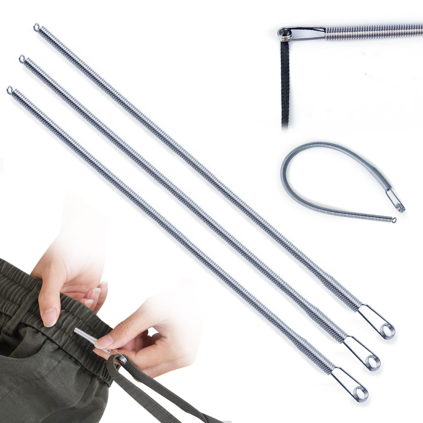 3PCS Spring Drawstring Threader Tool-Rope Threader Clip for Drawstring ...