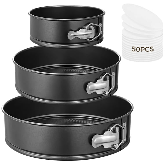 3PCS Springform Pans Set, 8" 9" 10" Nonstick Cake Baking Tools with 50 ...