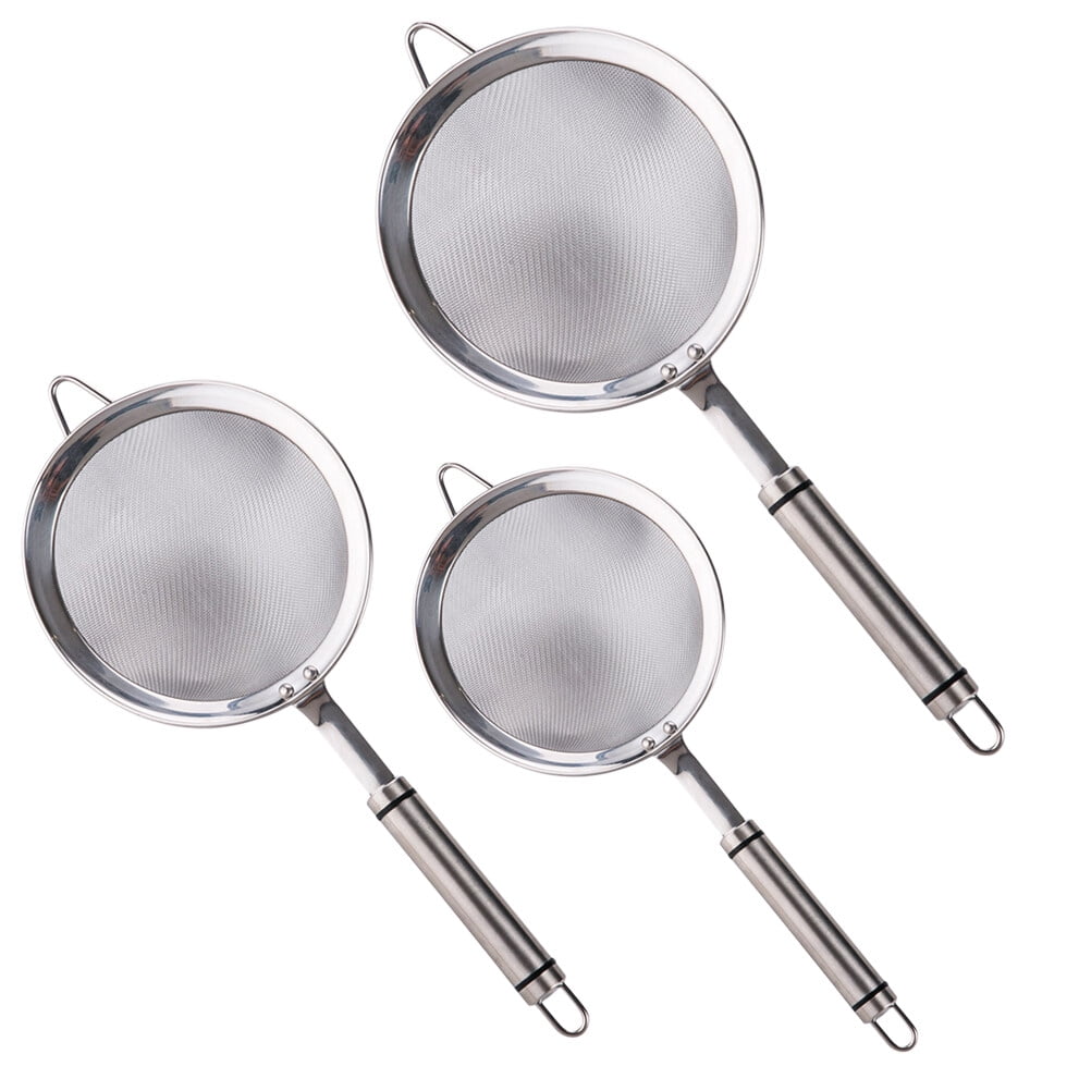 3PCS Stainless Steel Flour Powder Sieves Sifters Tea Oil Soybean Milk ...
