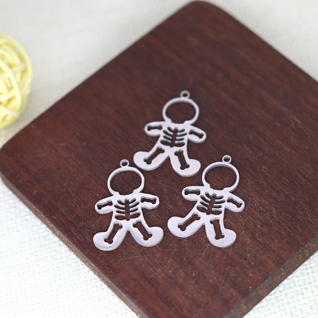 3PCS Stainless Steel Humans Bone Charms for Earrings Bracelet Necklace ...