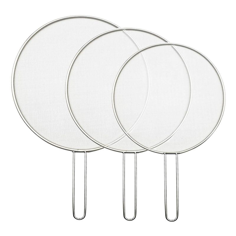 3PCS Stainless Steel Splatter Screen Mesh Pot Lid Cover Silver Oil ...