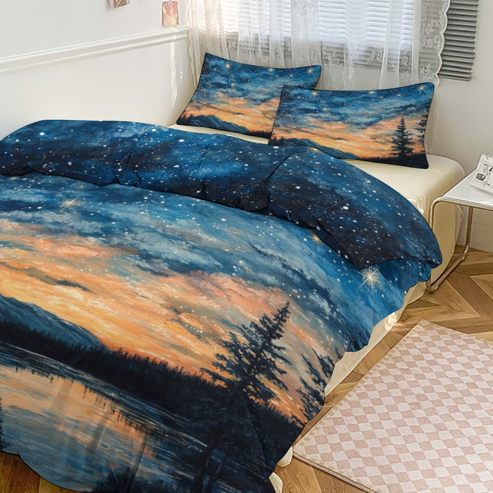 3PCS Starlit Sky Duvet Cover Set Twin, 1 Duvet Cover And 2 Pillowcase ...