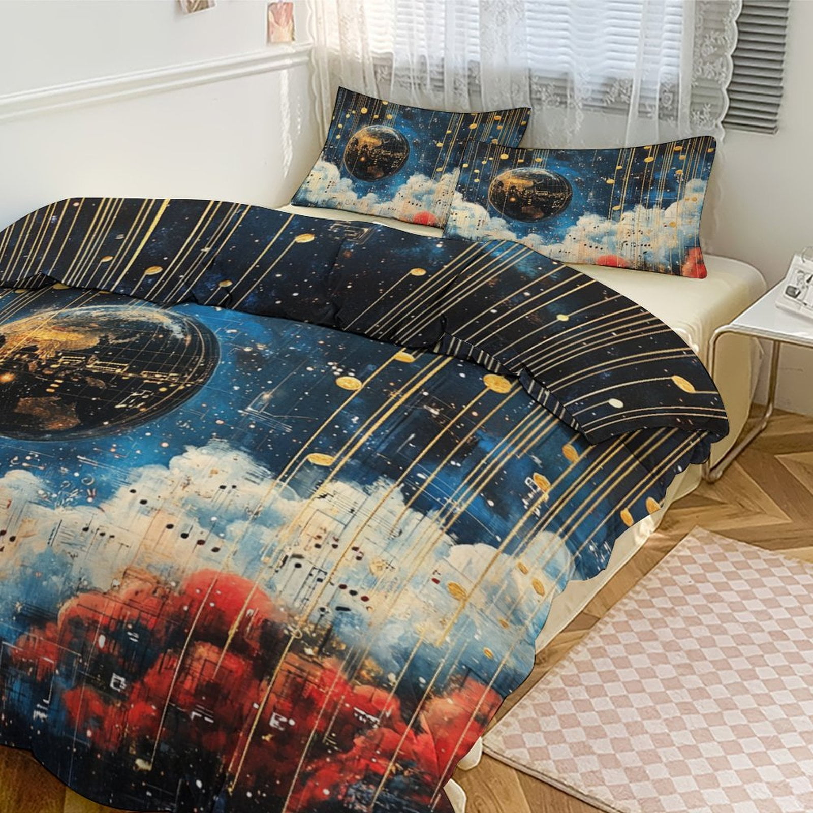 3PCS Starlit Sky Duvet Cover Set Twin, 1 Duvet Cover And 2 Pillowcase ...