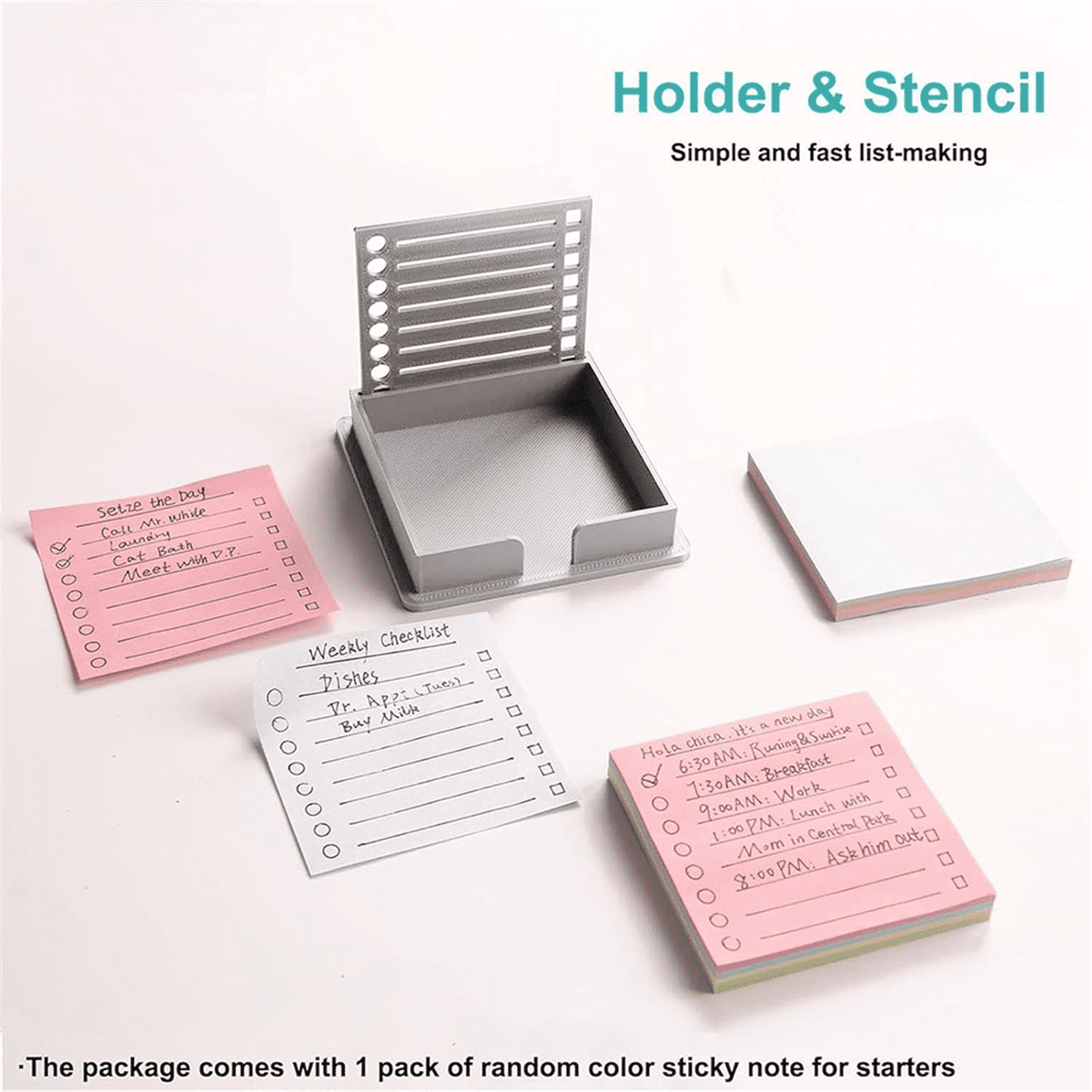 3PCS Sticky Note Stencil Template with Sticky Note, Sticky Note Holder ...