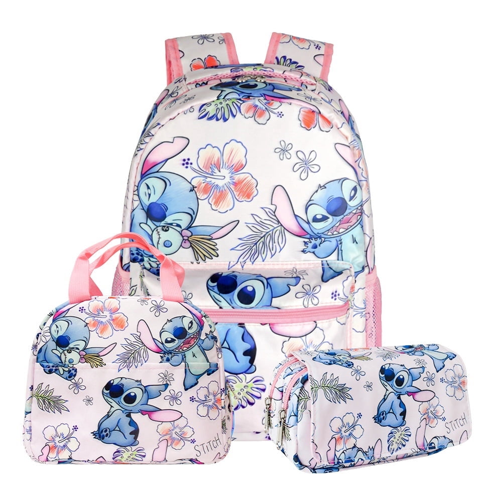 3PCS Stitch Backpack with Lunch Box Pencil Case Set Kawaii Large ...