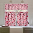 3PCS Strawberry Kitchen Curtain & Valance Set Funny Small Window Drapes ...