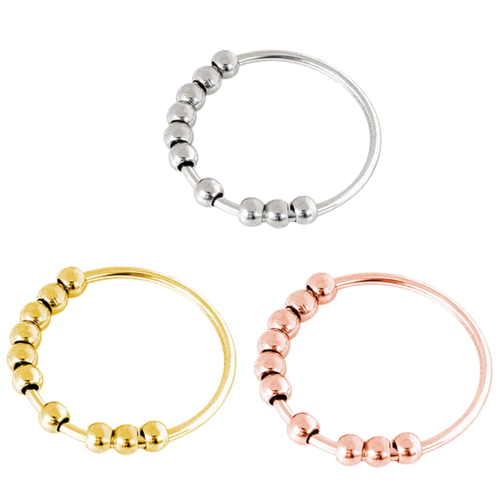 3PCS Stress Anxiety Relief Ring Stainless Steel Bead Ring Creative ...