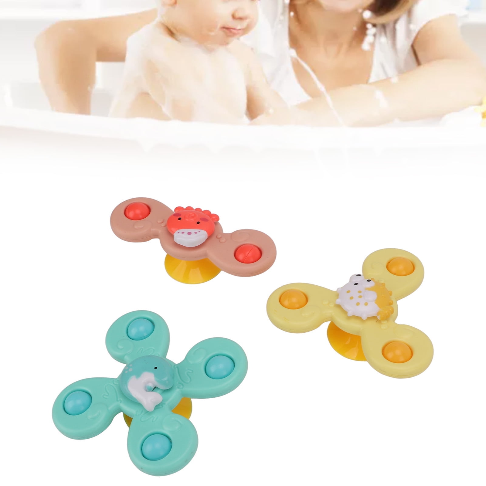 3PCS Suction Cup Spinner Flower Toys for 1 2 Year Old Waterproof Fidget ...