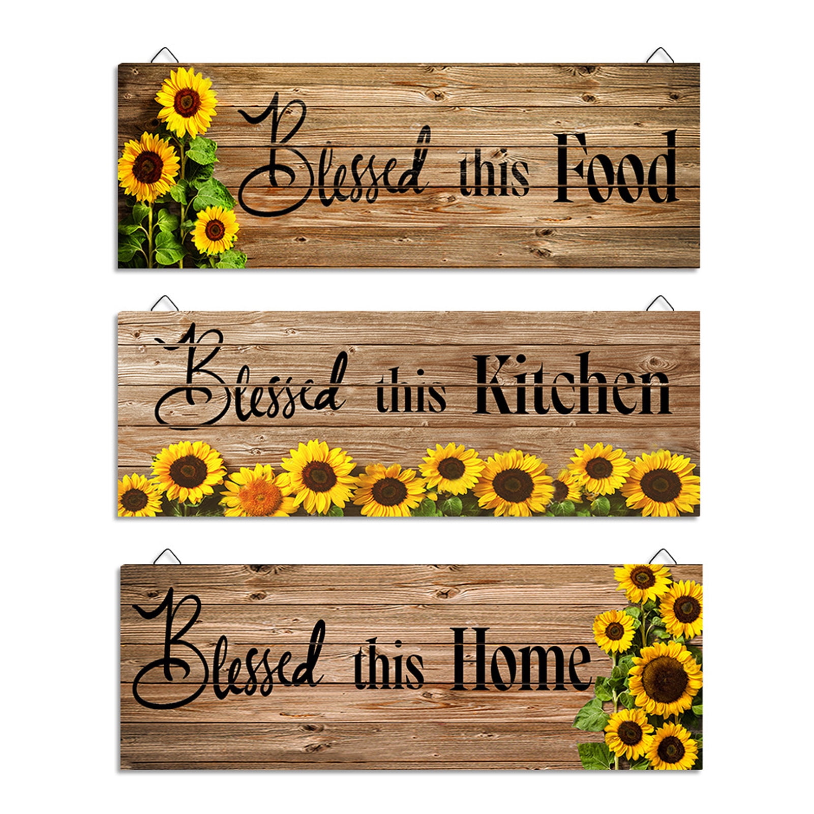 3PCS Sunflower Wooden Signs Hanging Wall Plaques Sunflower Kitchen ...