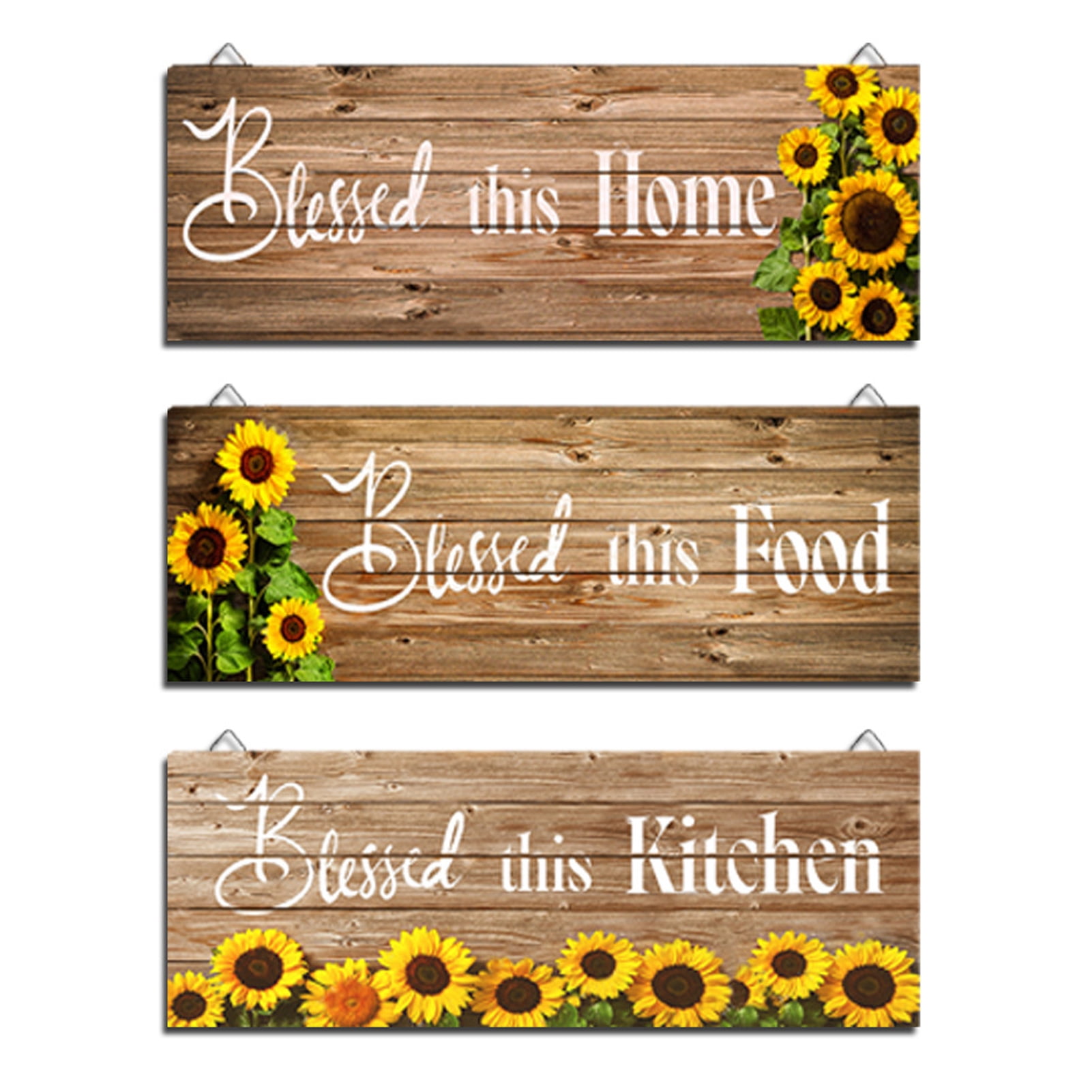 3PCS Sunflower Wooden Signs Hanging Wall Plaques Sunflower Kitchen ...