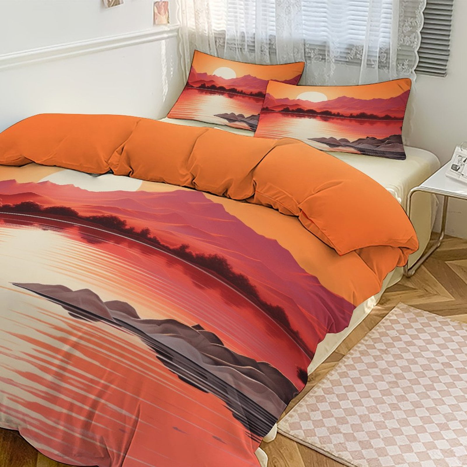 3PCS Sunrise Sunset Flower Duvet Cover Set Twin, 1 Duvet Cover And 2 Pillowcase, Duvet Cover for ...