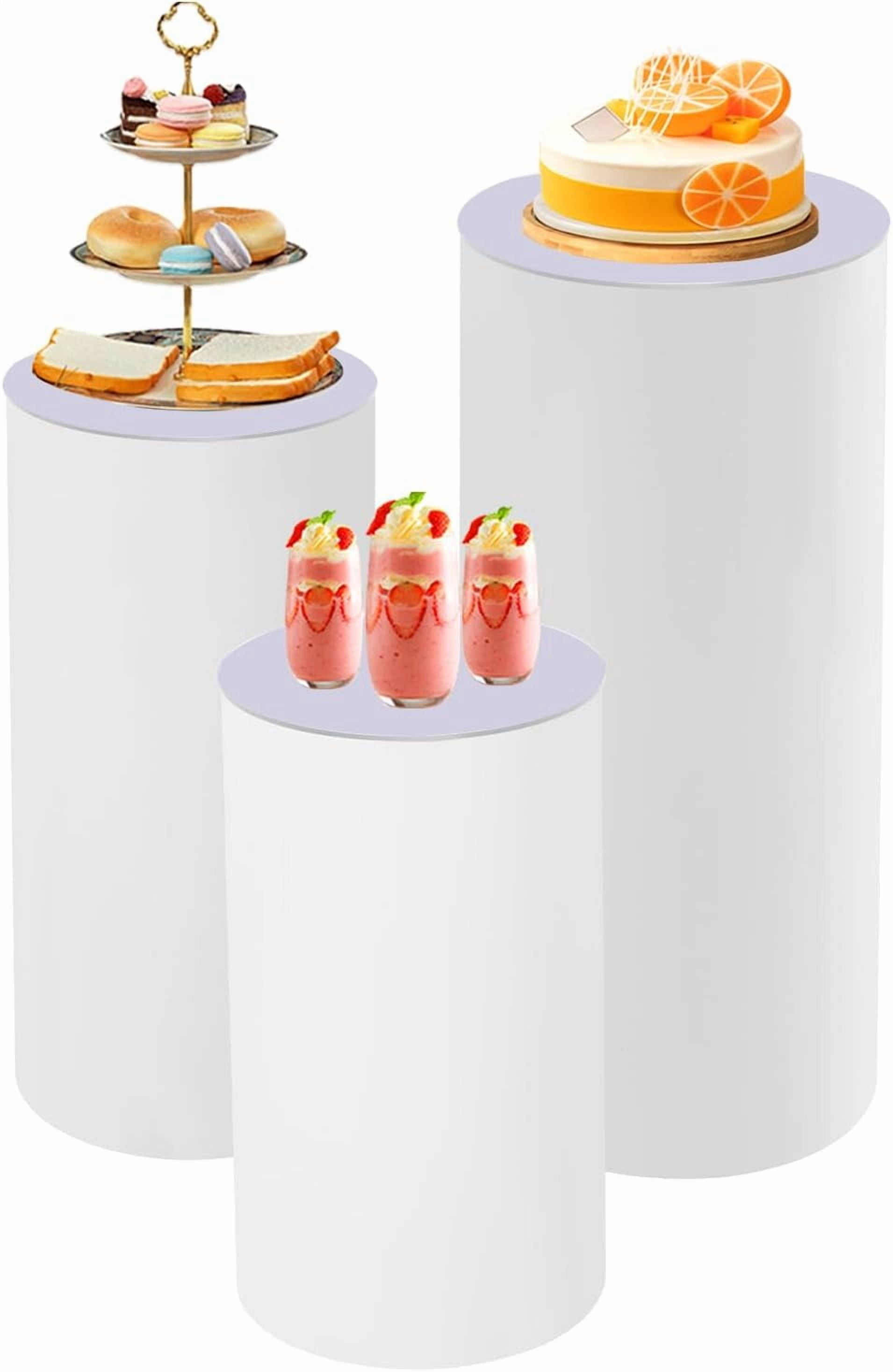 3PCS Tall White Round Cylinder Pedestal Stands Display 23.6''+29.5''+35 ...