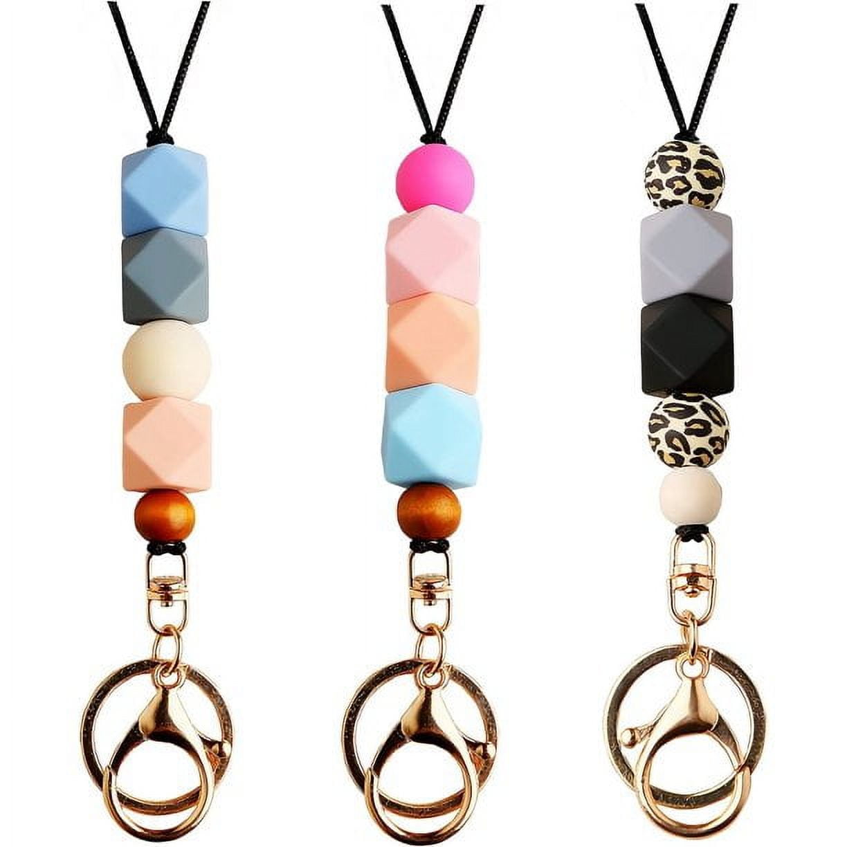Guuyoo 3PCS Teacher Breakaway Lanyards for ID Badges and Keys, Beaded ...