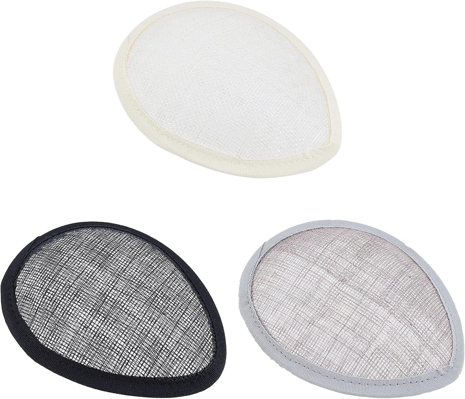 3PCS Teardrop Fascinator Hat Base 5x4 inch (Black White Gray) Linen ...
