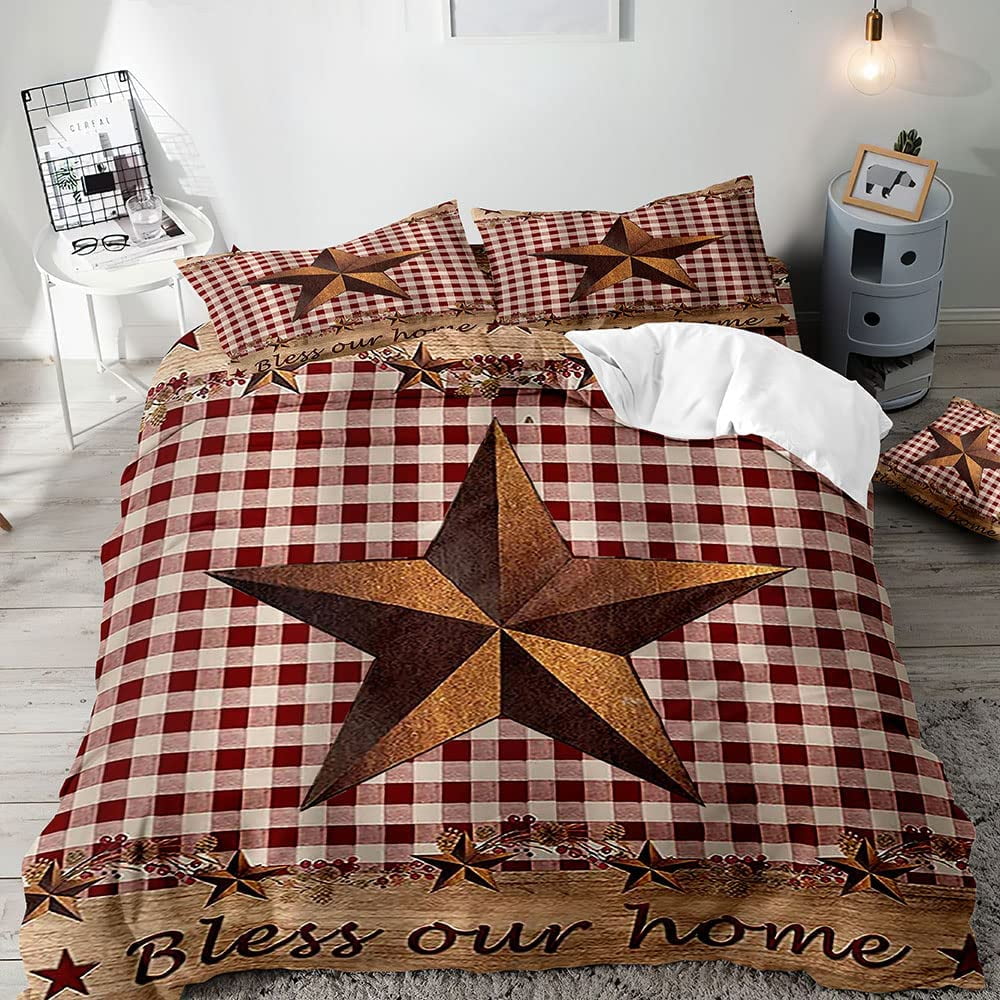 3PCS Texas Star Bedding, 79x90 inch Duvet Cover, Western Bedding ...