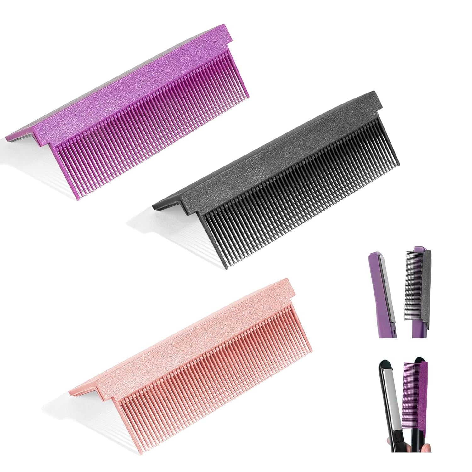 3PCS The Silk Press Grip Comb for Flat Ironing Hair Attachment Clip On ...