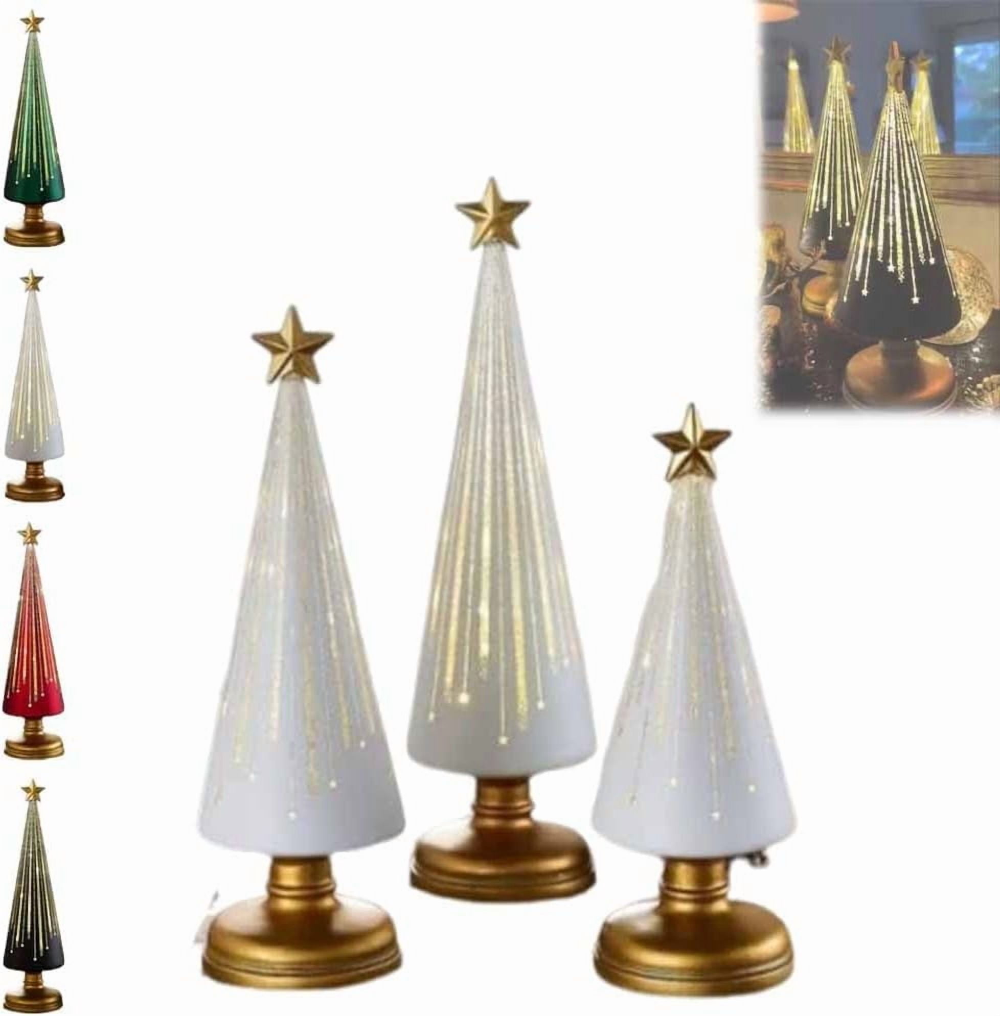 3PCS Timer Lighted Sparkling Starry Night Glass Trees, Gradient Glass ...