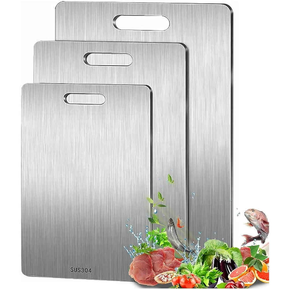3PCS Titanium Cutting Board,Countertop Non Slip Stainless Non Stick ...