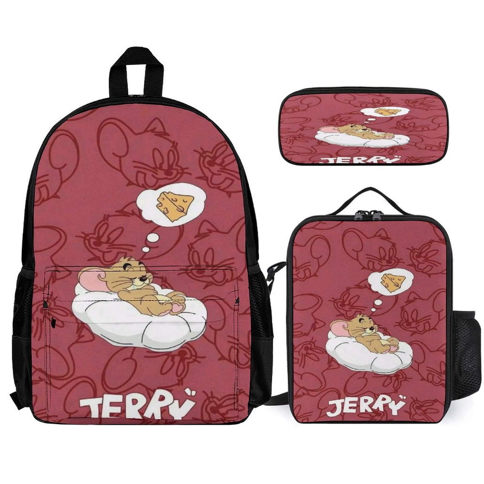 3PCS Tom Cat Jerry Backpack Set with Lunch Box and Pencil Case ...