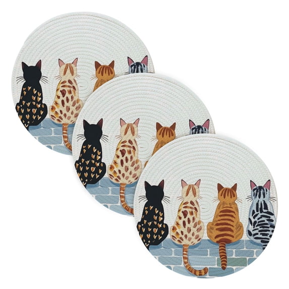 3PCS Trivet Mats 15 Inch Round Heat-Resistant Pot Holders Hot Pads ...