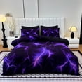 3PCS Ultra-Soft Purple Lightning Pattern Duvet Cover Bedding Set, 1 ...