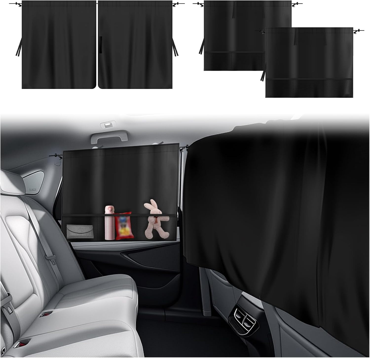 3PCS Upgraded Rear Car Window Shades,2PCS Window Shade for Car & 1PC ...
