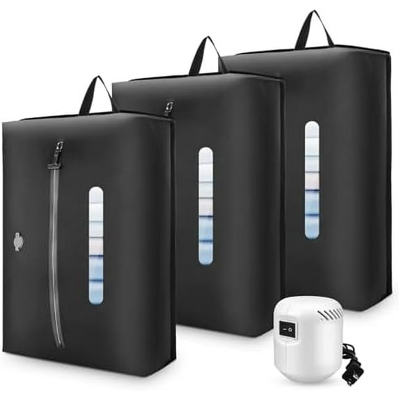 3PCS Vacuum Bags for Travel With Pump, 33L Reusable Vacuum Compression ...