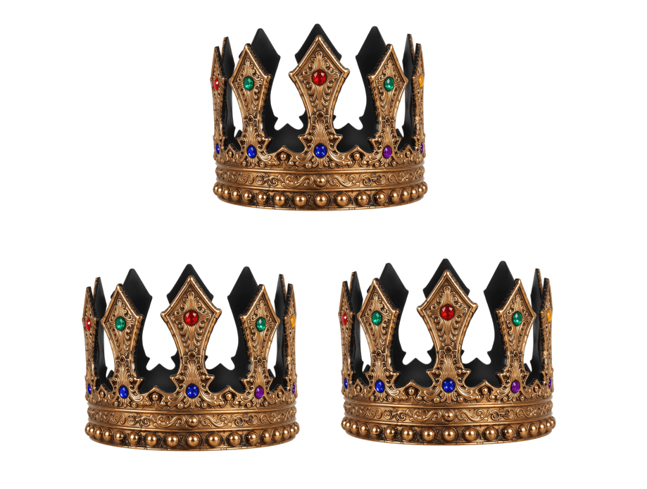 3PCS Vintage Golden Crown, Jeweled Royal King Crown, Medieval Crown for ...
