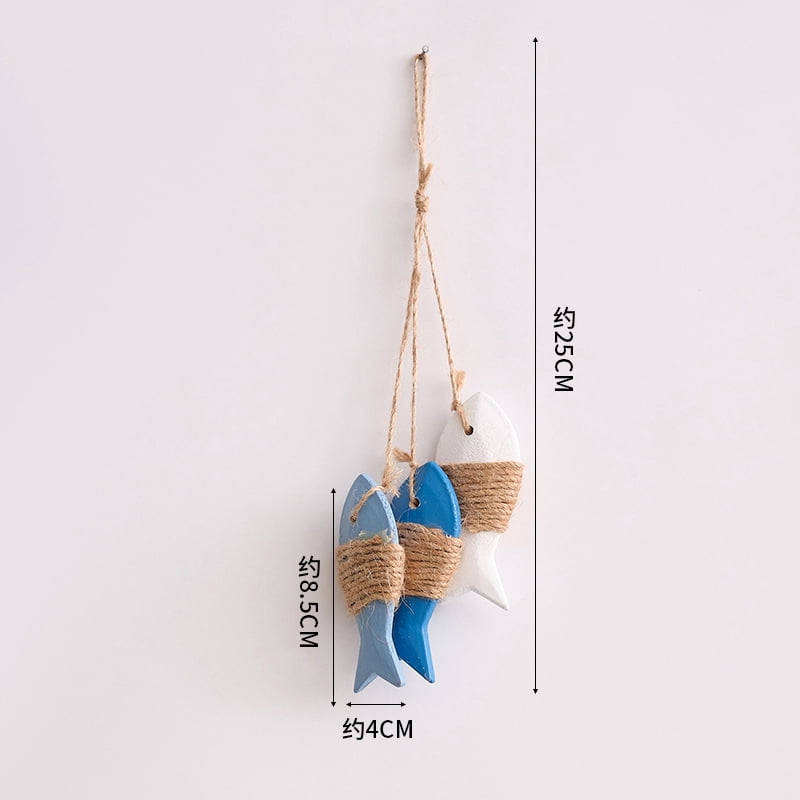 3PCS Vintage Wooden Fish Hanging Wood Fish Decor Hand Carved Nautical ...