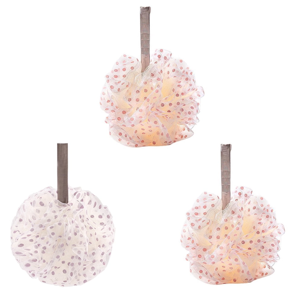 3PCS Wave Dot Shower Ball Flower Shower Strips Cute Soft Pull Back ...
