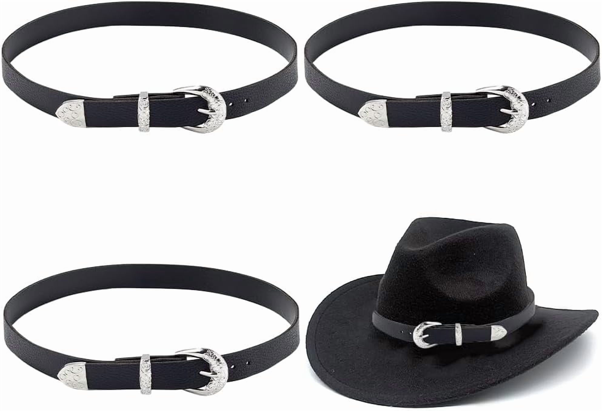 3PCS Western Hats Band 27.64 Inch PU Leather Black Replacement Cowboy ...