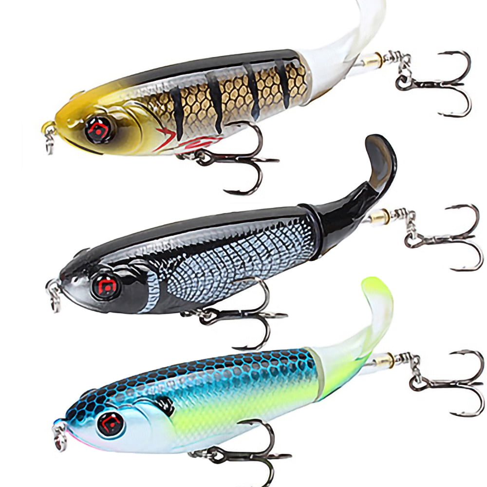 3PCS Whopper Popper Topwater Fishing Lure Artificial Hard Bait 3D Eyes ...