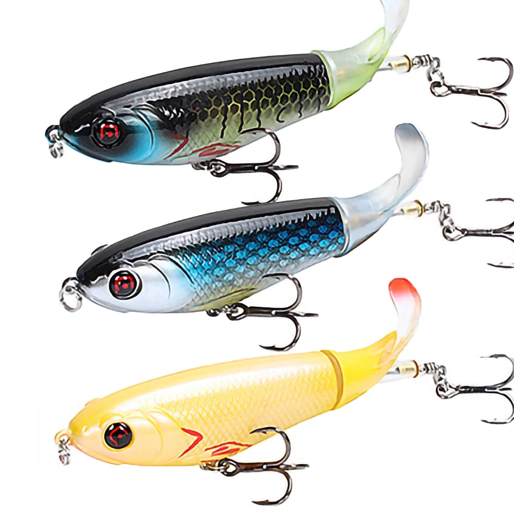 3PCS Whopper Popper Topwater Fishing Lure Artificial Hard Bait 3D Eyes ...