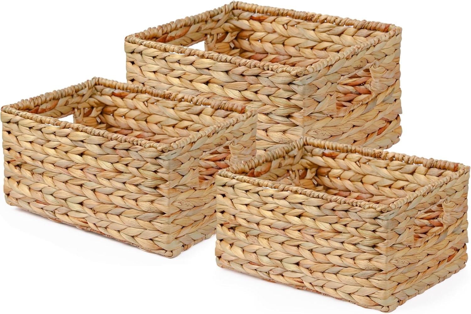 3PCS Wicker Storage Basket, Hyacinth Storage Baskets for Organizing, Large Wicker Baskets for ...
