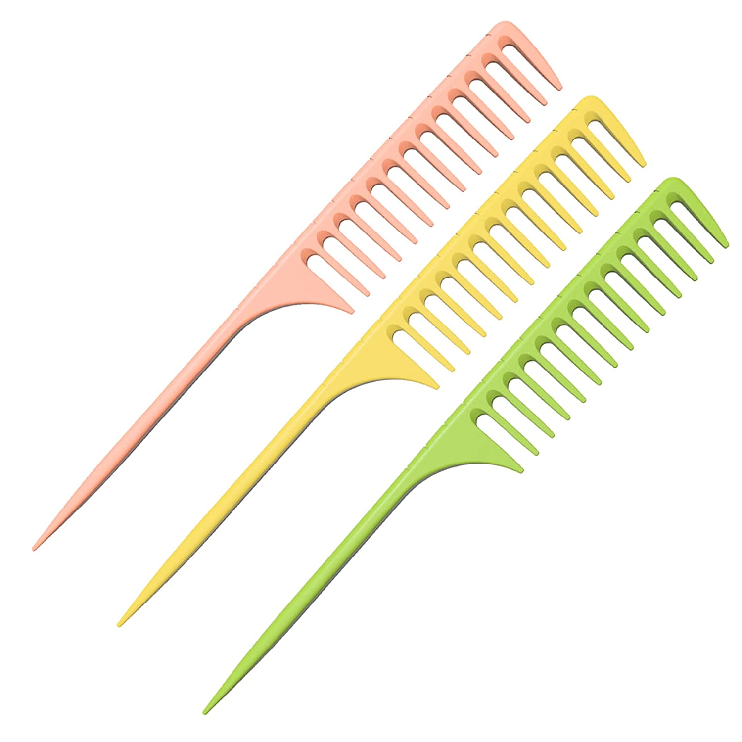 3PCS Wide Tooth Rat Tail Combs, Wide Tooth Rake Comb with Tail, Static ...
