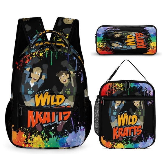 3PCS Wild Animal Kra-,tt2 Backpac Set Durable Backpac with Lunch Bag ...