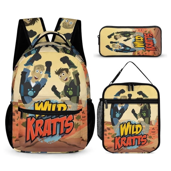 3PCS Wild Animal Kra-,tt2 Backpac Set Durable Backpac with Lunch Bag ...