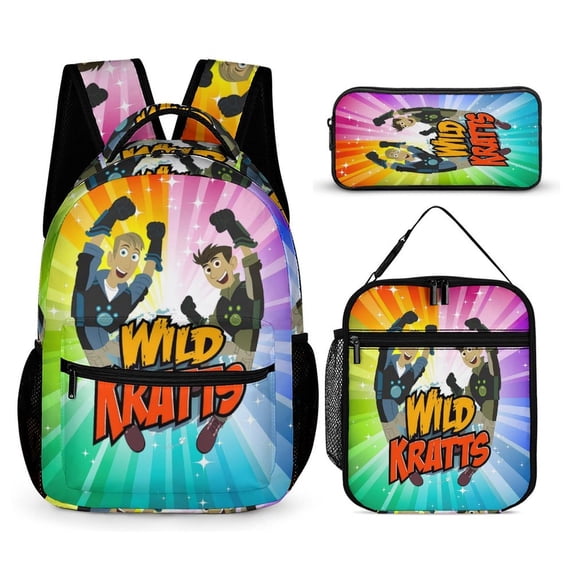 3PCS Wild Animal Kra-,tt2 Backpac Set Durable Backpac with Lunch Bag ...