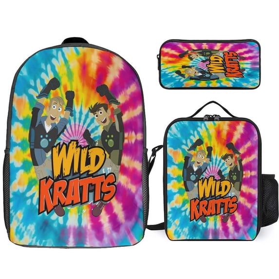 3PCS Wild Animal Kra-,tt2 Backpack Set Large Capacity Bookpacks With ...
