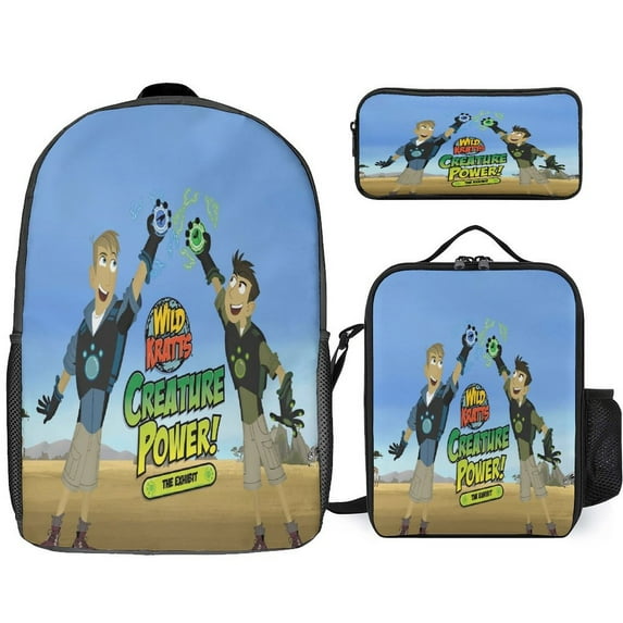 3PCS Wild Animal Kra-,tt2 Backpack Set Large Capacity Bookpacks With ...